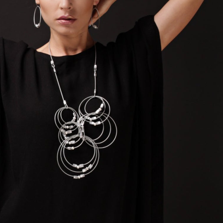 MPR Maxi Cable Collection: Circles Max Necklace in Steel with Freshwat ...