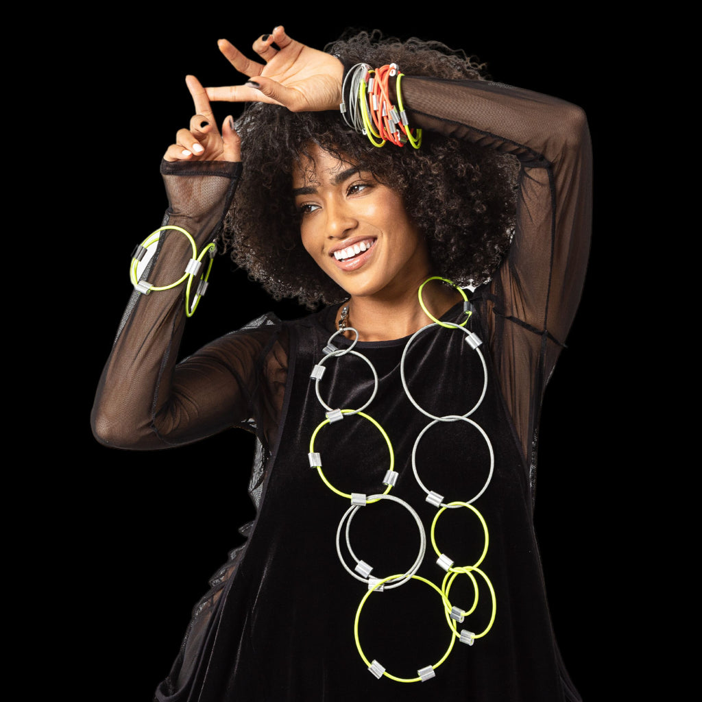 MPR Maxi Cable Collection: Swirling Circles Neckpiece in Neon Yellow ...