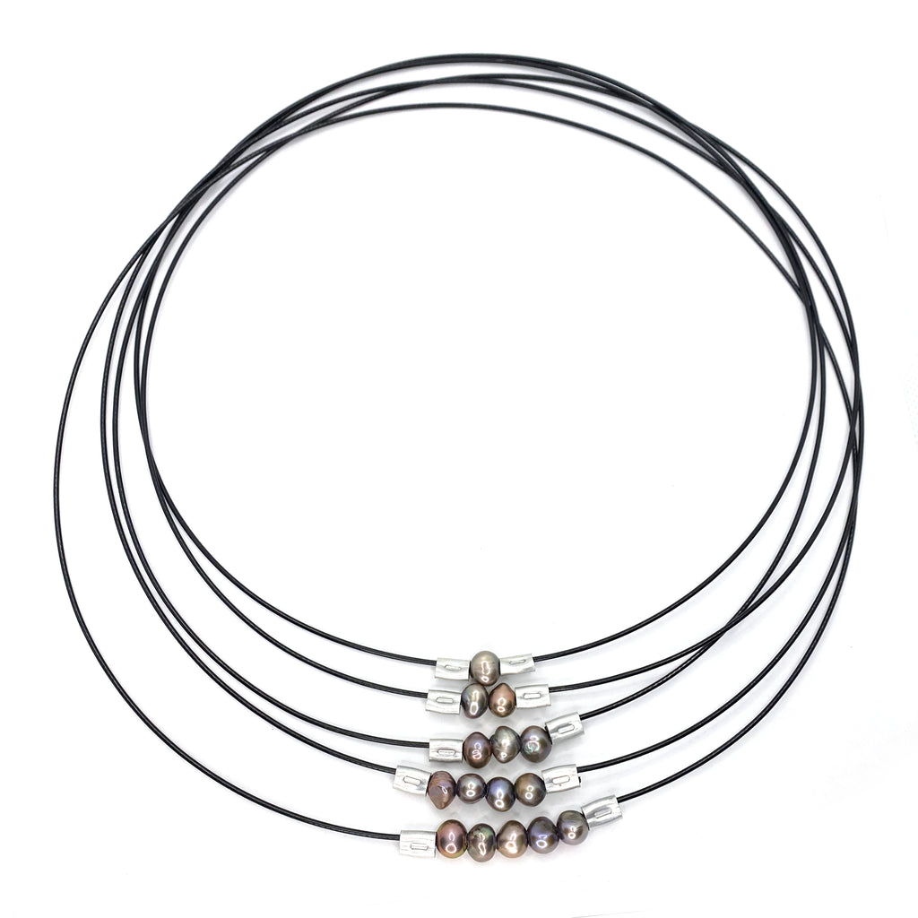 MPR Maxi Cable Collection: Cinq Mobius Necklace in Steel with Freshwat ...