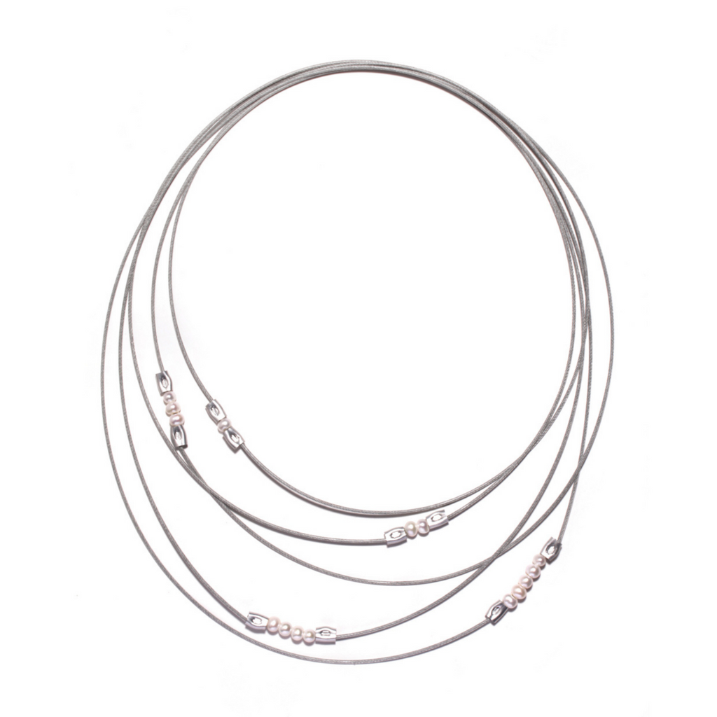 MPR Maxi Cable Collection: Cinq Mobius Necklace in Steel with Freshwat ...